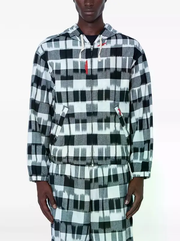 NOMARHYTHM Grid-pattern Zip-up Hoodie