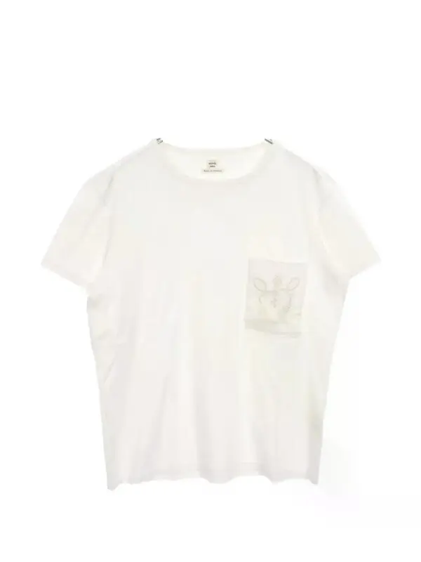 Hermès 2010s Embroidery Crew-neck T-shirt - White