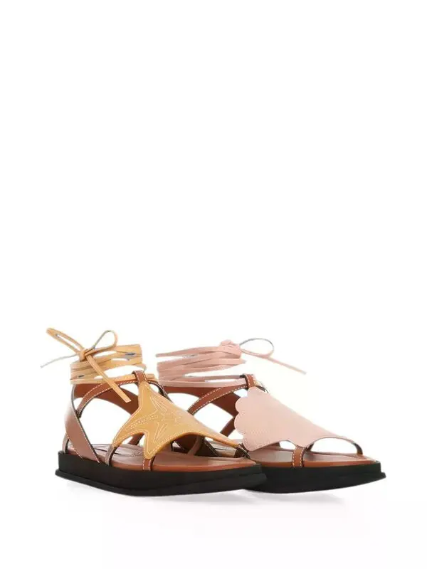 Zimmermann Lace-up Topstitch Sandals - Brown