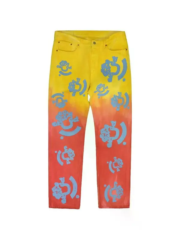 DENIM TEARS Bstroy 501 Graphic-print Jeans - Yellow