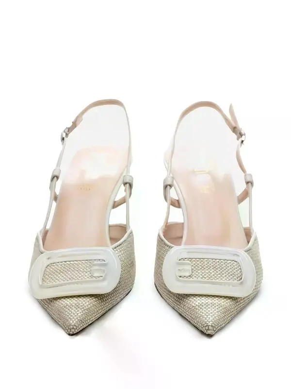 POCHE PARIS Textured Finish Buckle-detail Sandals