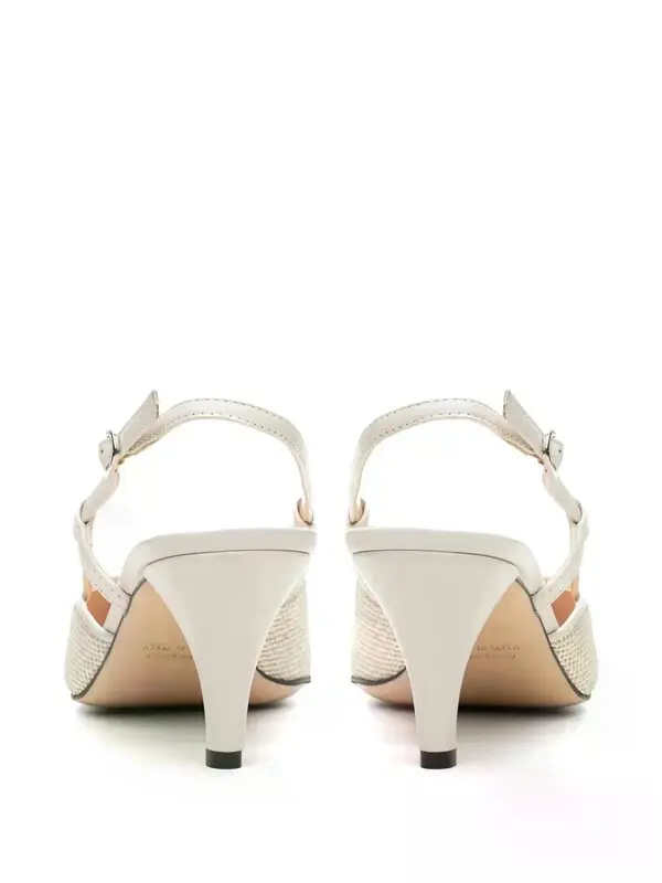 POCHE PARIS Textured Finish Buckle-detail Sandals - Neutrals