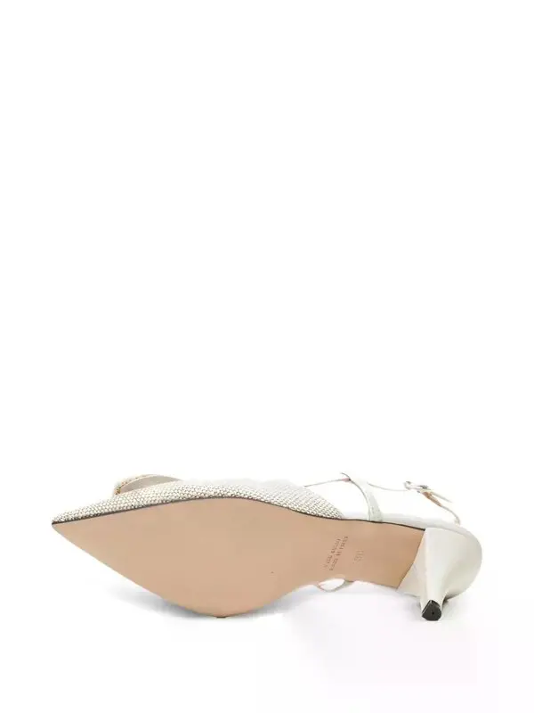 POCHE PARIS Textured Finish Buckle-detail Sandals - Neutrals