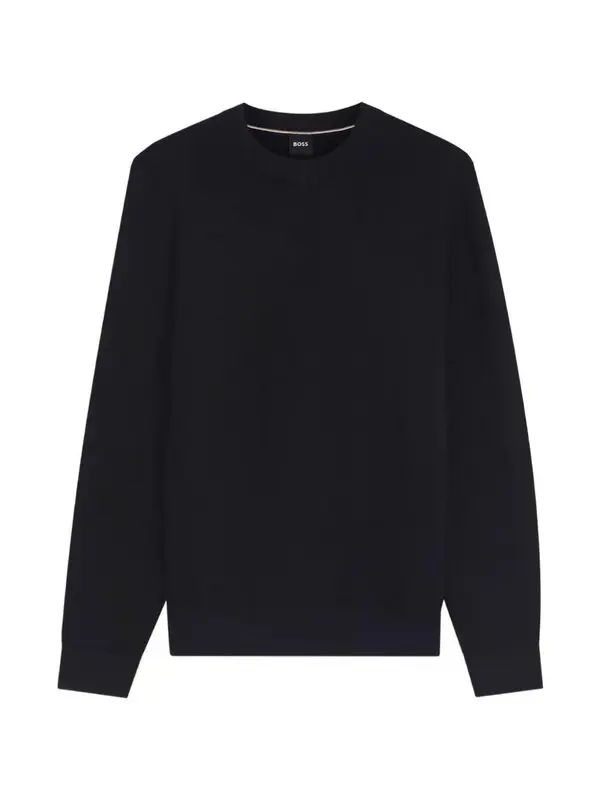 BOSS Regular-fit Sweater In Diagonal-structured Cotton - Blue