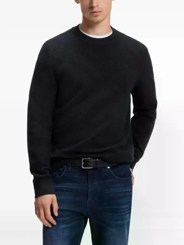 BOSS Regular-fit Sweater In Diagonal-structured Cotton