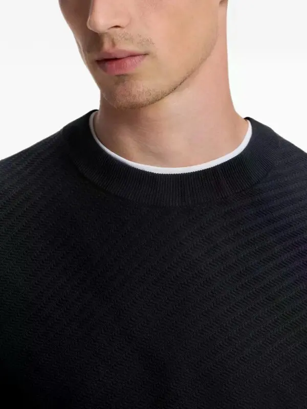 BOSS Regular-fit Sweater In Diagonal-structured Cotton
