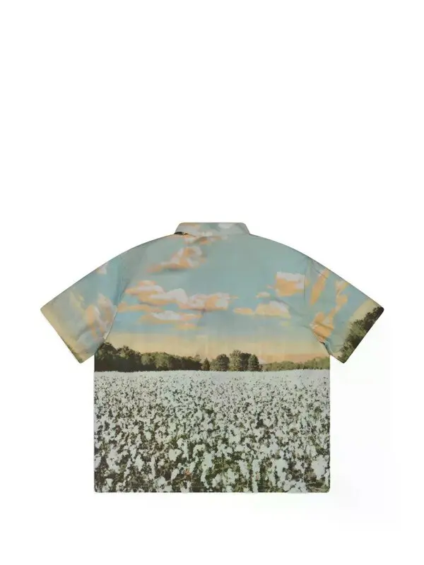 DENIM TEARS X Tropical Futures Graphic-print Button-up Shirt - Blue