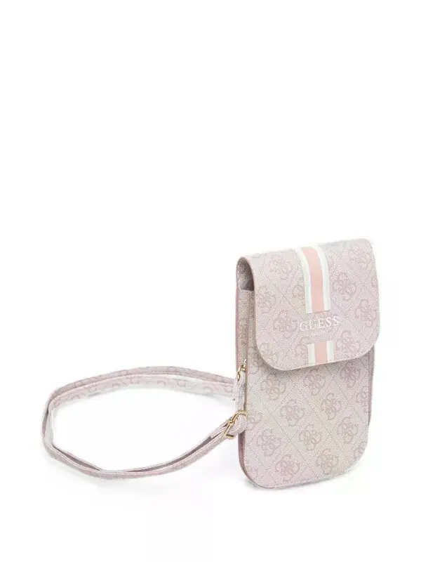 Guess Logo-print Striped-detail Phone Bag - Pink