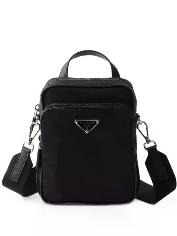 Prada Re-nylon And Saffiano Leather Shoulder Bag - Black