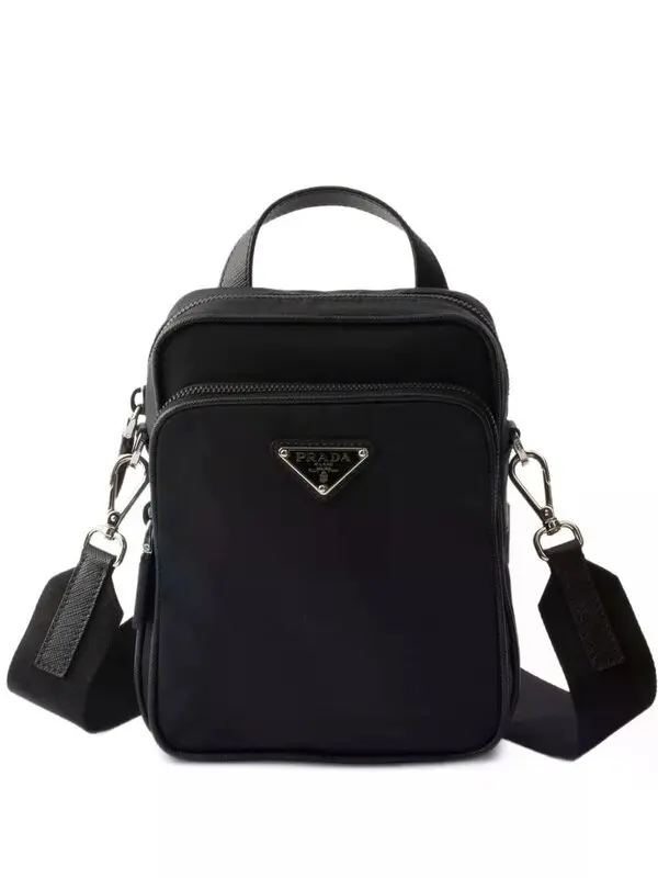 Prada Re-nylon And Saffiano Leather Shoulder Bag - Black