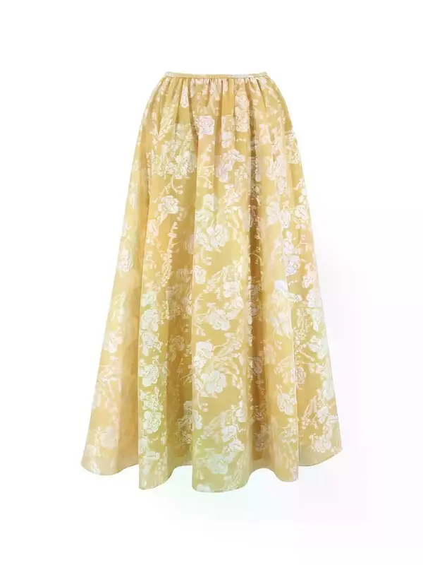 Cinq À Sept Ruth Organza Jacquard Midi Skirt - Yellow