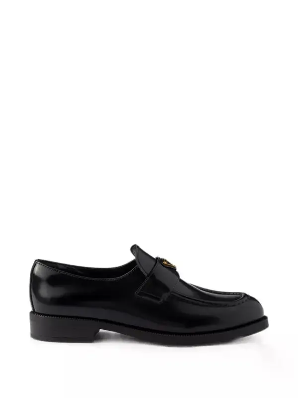 Prada Brushed Leather Loafers - Black