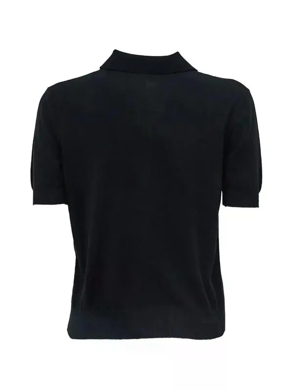Max Mara Short Sleeve Fine Knit Polo - Black
