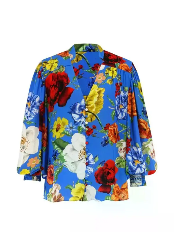 Alice + Olivia Serena Floral-print Blouse - Blue