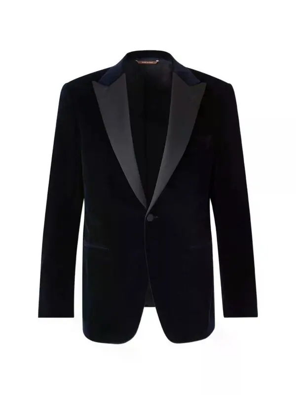 Canali Velvet Single-breasted Blazer - Blue