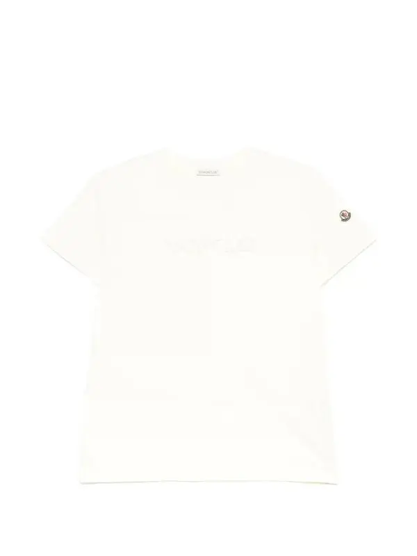 Moncler Logo-embroidered Short-sleeve T-shirt - Neutrals
