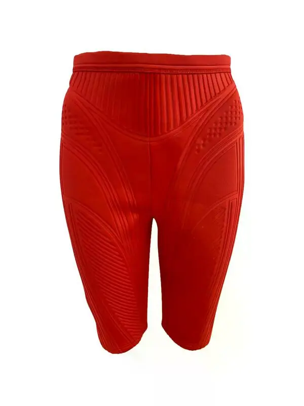 MUGLER Ribbed Cycling Shorts - Red
