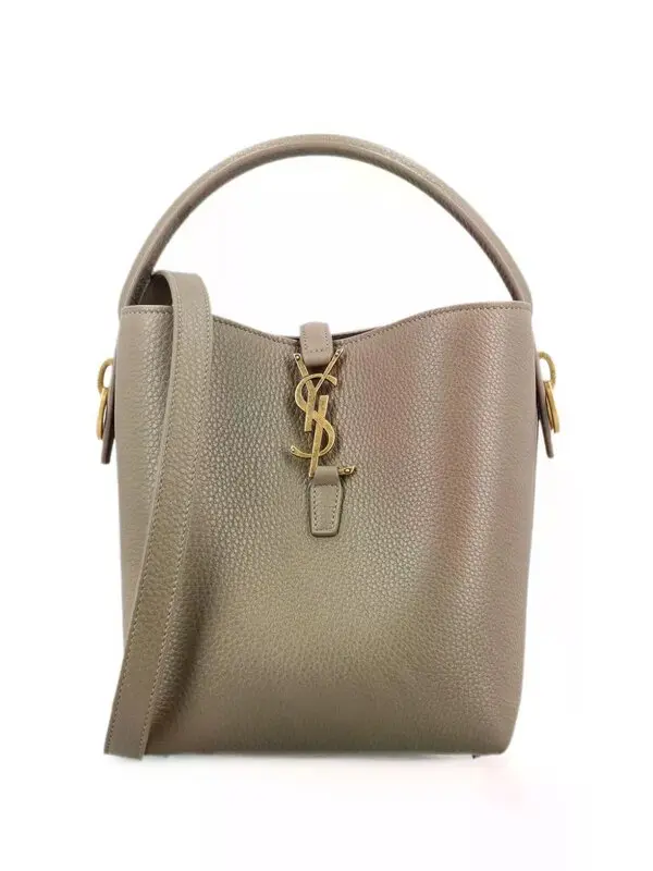 Saint Laurent Le 37 Leather Bucket Bag - Grey