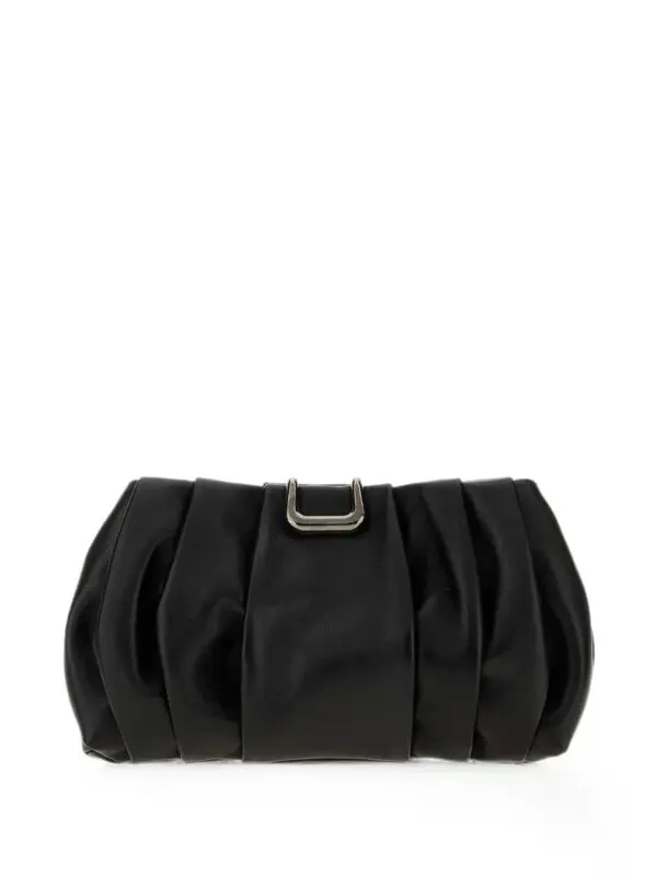 Brunello Cucinelli Pleated Leather Clutch Bag - Black