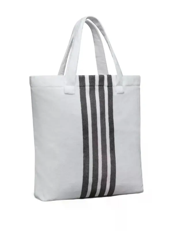 Thom Browne Velour 4-bar Tote Bag - White