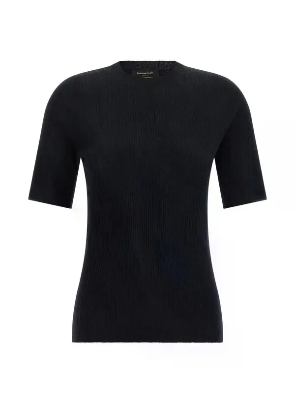 Fabiana Filippi Ribbed-knit Short-sleeve T-shirt - Blue