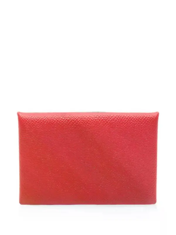Hermès 2010s Calvi Epsom Leather Coin Purse - Red