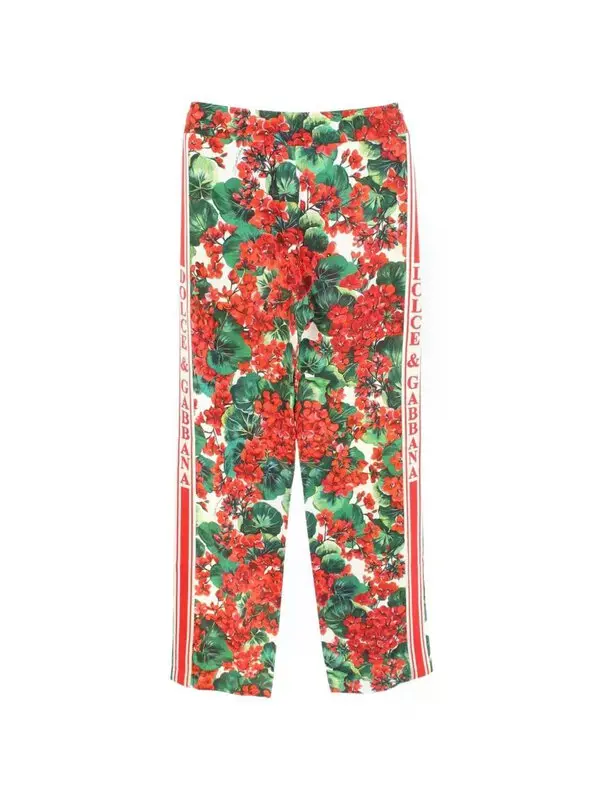 Dolce & Gabbana 2010s Floral-print Side-stripe Trousers - Red