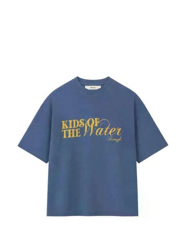 ROUGH. Water Logo-print Crewneck T-shirt - Blue