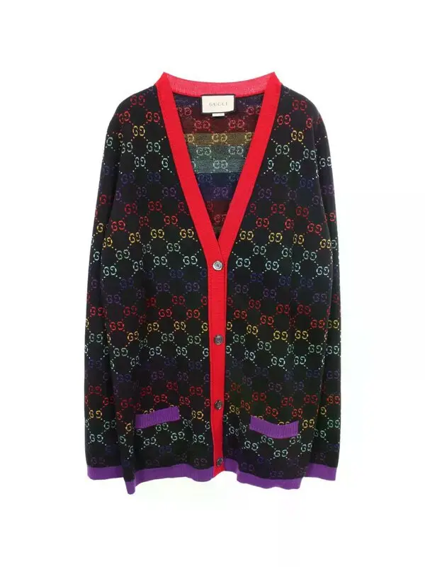 Gucci 2010s Gg Pattern Cardigan - Black