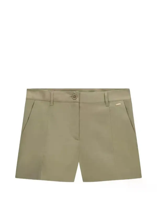 Guess Tailored Shorts With Logo Plaque - Neutrals
