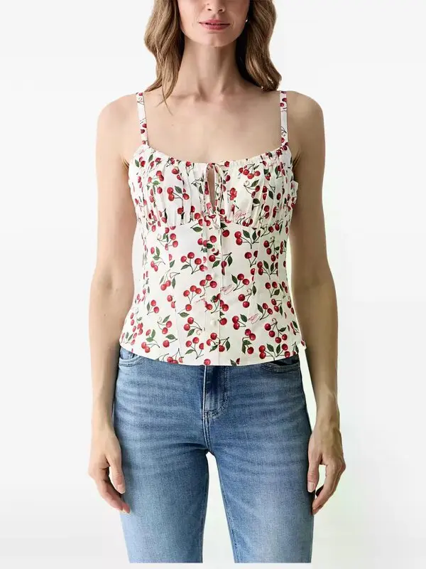 Guess Cherry-print Gathered Top