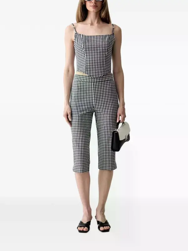 Guess Gingham-check Star-patch Top - Black