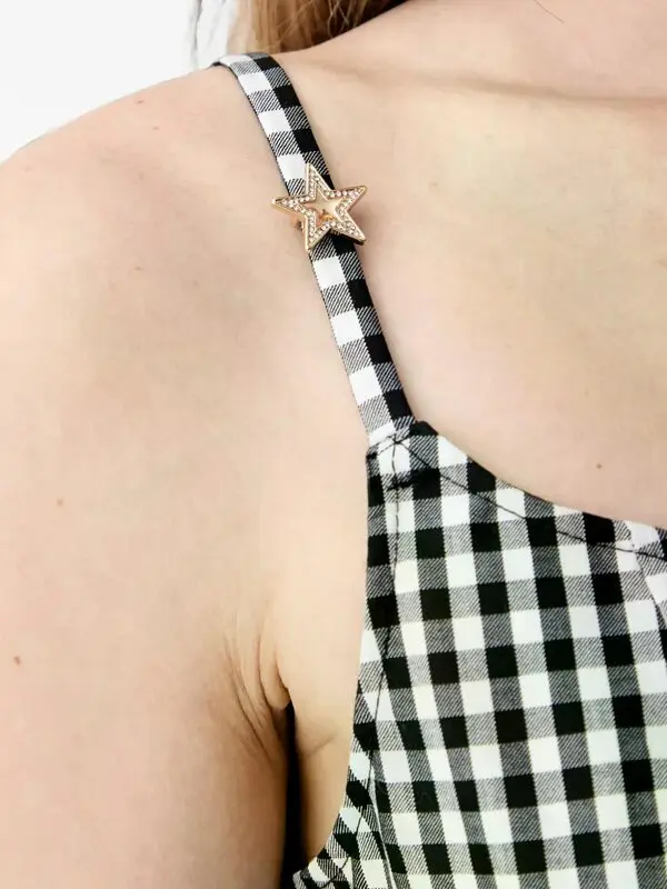 Guess Gingham Check Star Patch Top