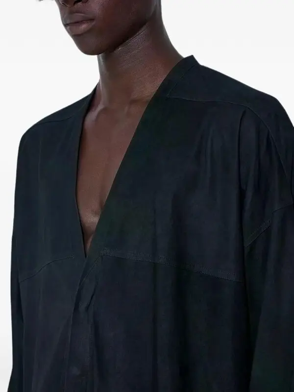 Rick Owens Lido Larry V-neck Leather Shirt