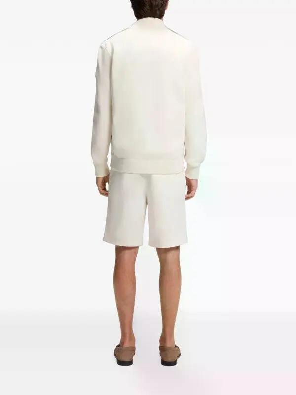 BOSS Cotton-knit Hybrid Jacket With Bomber Collar - Neutrals