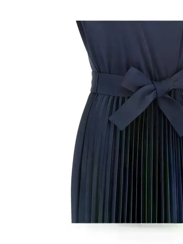 Max Mara Pleated Belted Maxi Dress - Blue