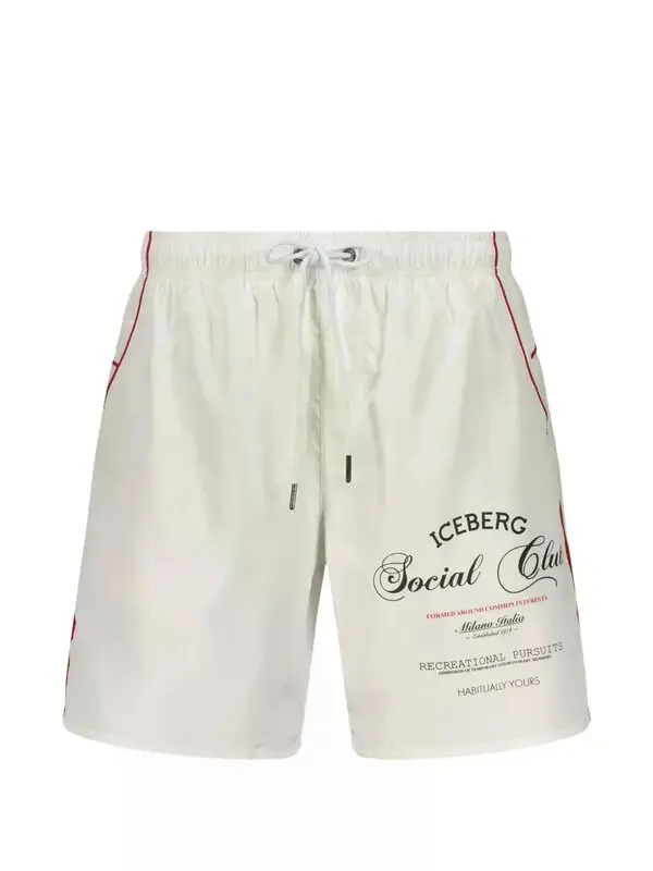Iceberg Logo Print Swim Shorts - Neutrals