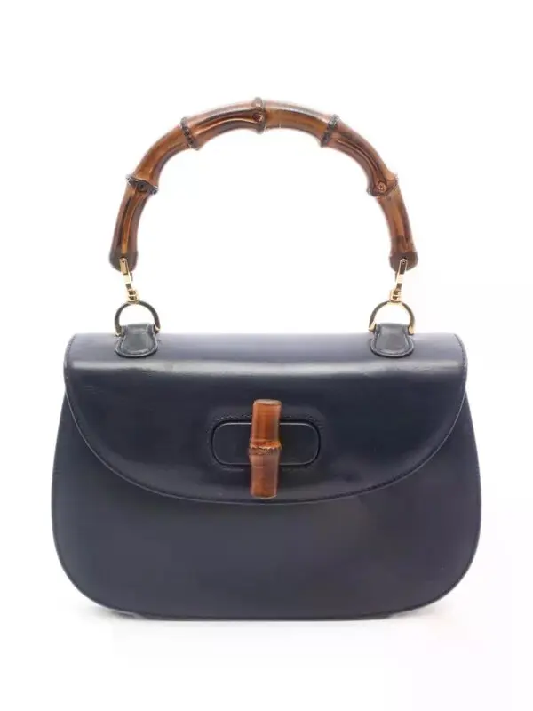 Gucci 2010s Bamboo Leather Satchel Bag - Black