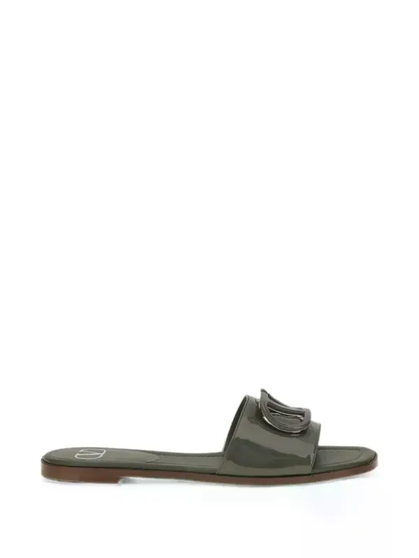Valentino Garavani Vlogo Signature Patent-leather Sandals - Green