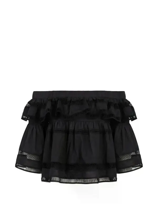 CHRISTY LYNN Angela Ruffled Off-the-shoulder Top - Black