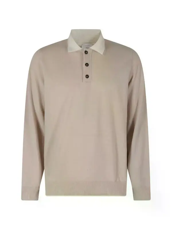 Eleventy Long-sleeve Polo Shirt - Neutrals