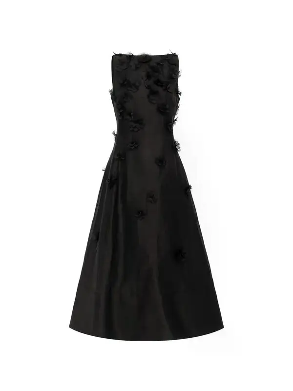 LEO LIN Cleo Petal-embellished Midi Dress - Black