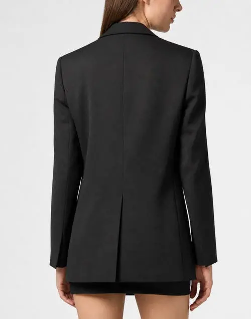 Philipp Plein Single Breasted Fit Blazer With Crystal Embellished Lapel