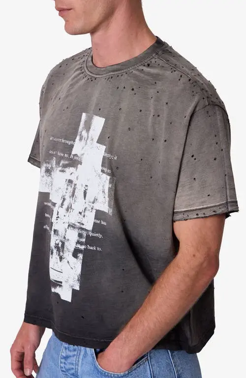Mnml Fractured Graphic Distressed T-shirt