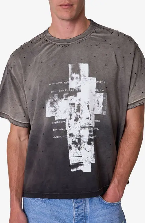 Mnml Fractured Graphic Distressed T-shirt