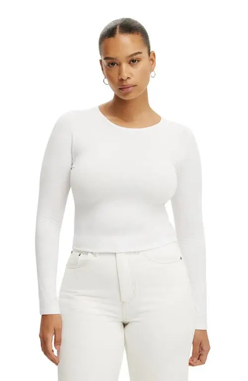 COTTON ON Cottonon Everyday Smooth Long Sleeve Crewneck Top - White