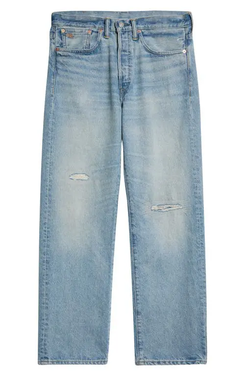 Double Rl Ripped Straight Leg Jeans
