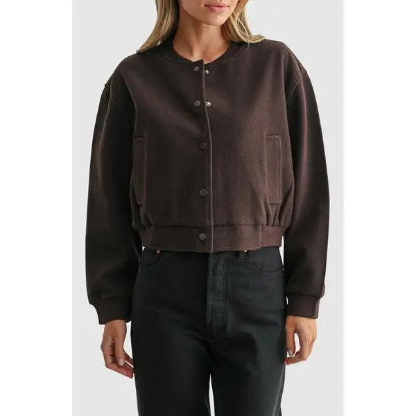 ALL IN FAVOR Snap-front Bomber Jacket - Chocolate