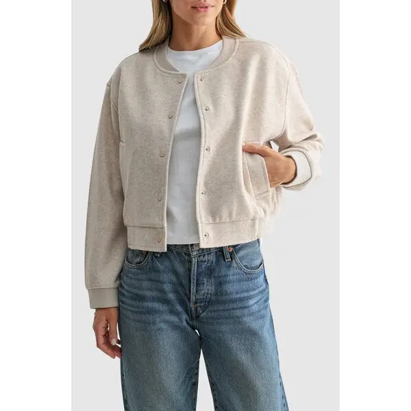 ALL IN FAVOR Snap-front Bomber Jacket - Oatmeal