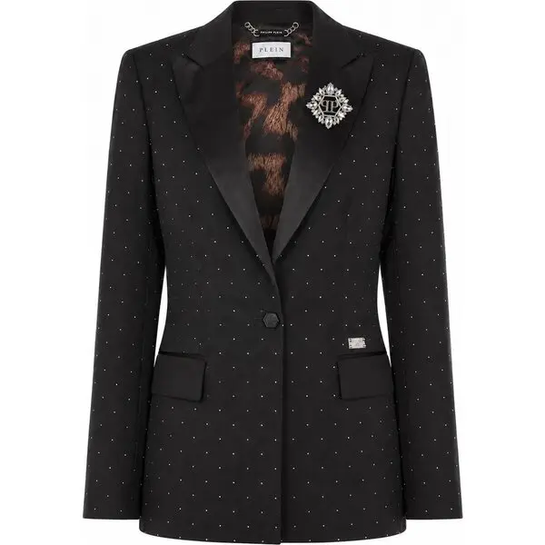 Philipp Plein Boyfriend Fit Blazer Crystal Strass - Black